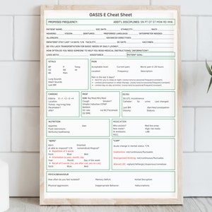 OASIS E Cheat Sheet With High Risk Medications and Written BIMS ...