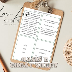 OASIS E Cheat Sheet With High Risk Medications and Written BIMS ...