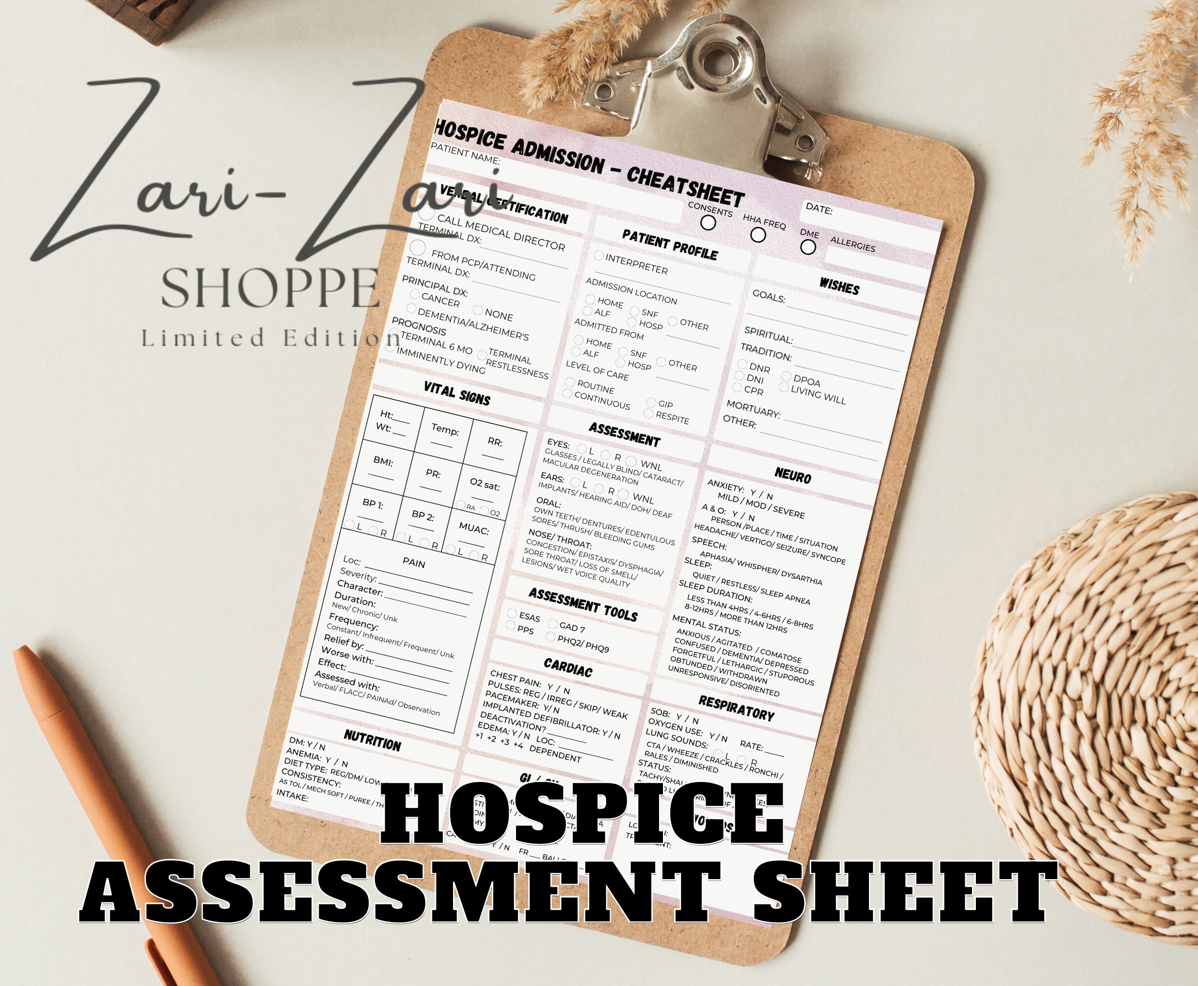 Hospice Assessment Form, Home Health Nurse Sheet, Home Health Nurse ...