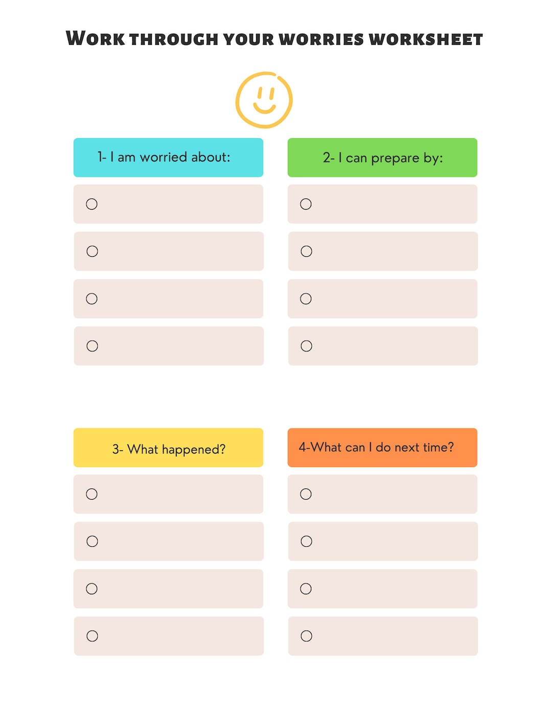Digital Download Work Through Your Worries Worksheet to Do List Made BY ...