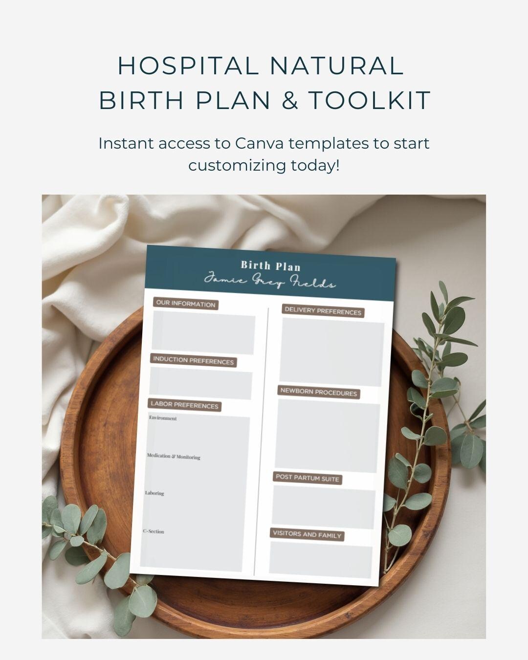 Hospital Natural Birth Toolkit Birthing Plan Minimalist Labor ...
