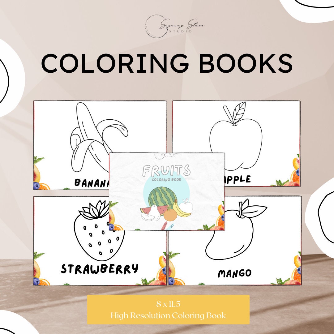 INSTANT DOWNLOAD Cute Fruits Coloring Pages for Kids Kids Coloring ...