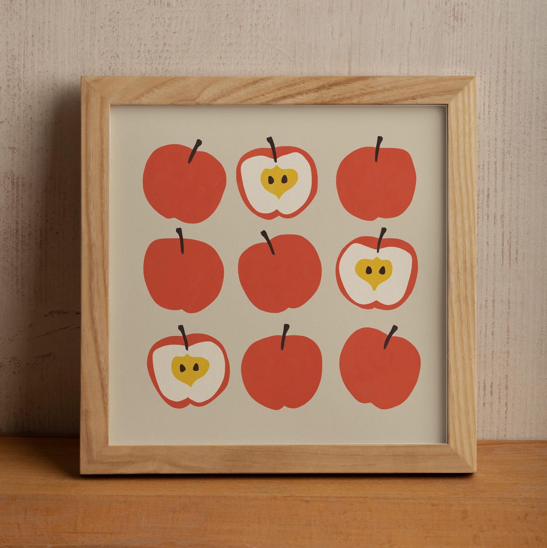Minimalist Apple Wall Art Printable, Kitchen Fruit Poster, Scandinavian ...
