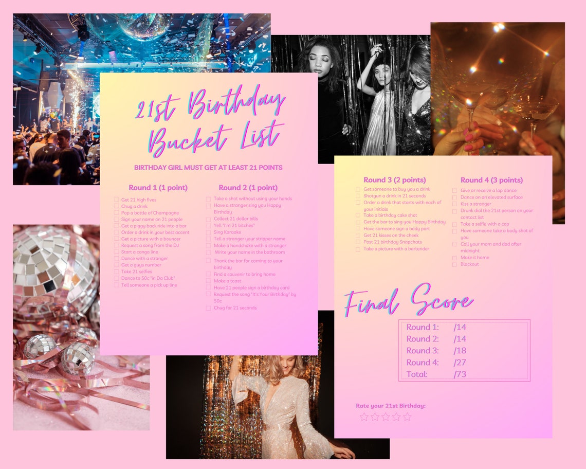 21st Birthday Bucket List Printable - Etsy