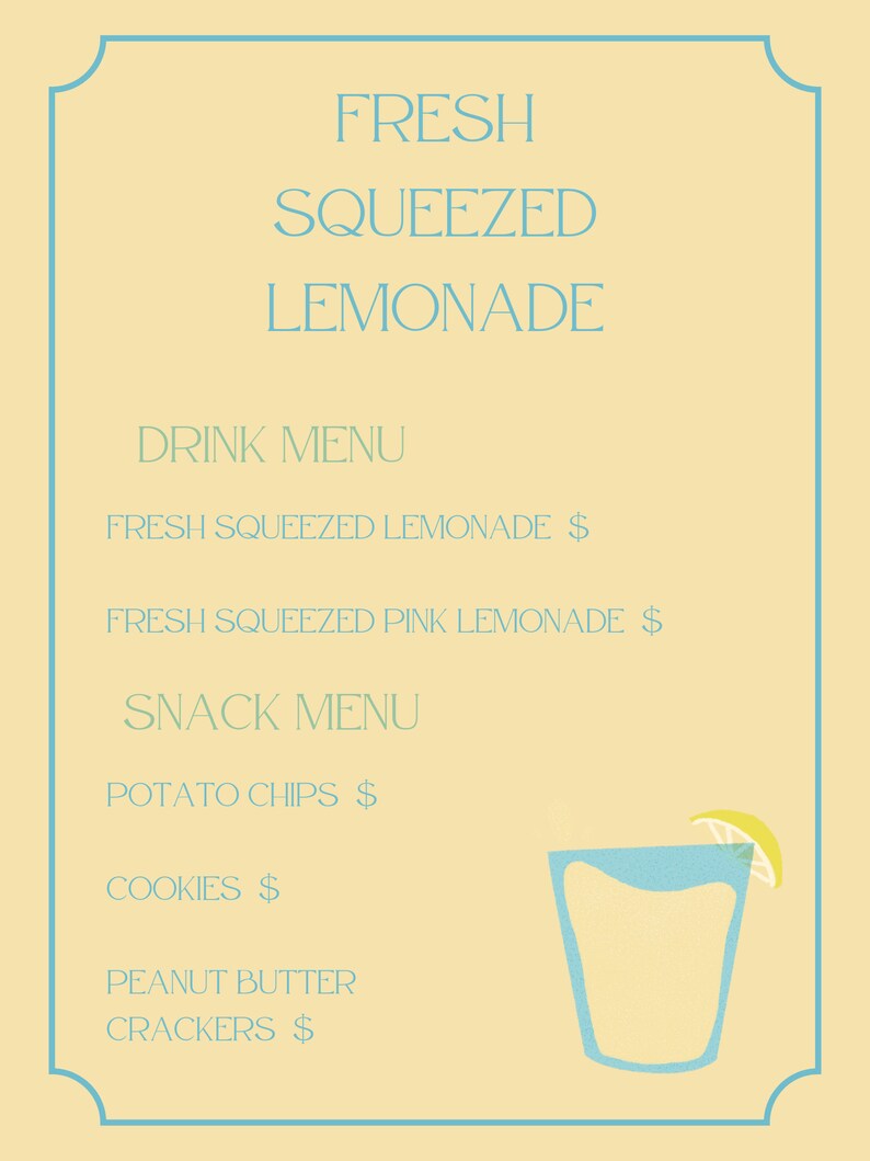 Lemonade Stand Posters Printable - Etsy
