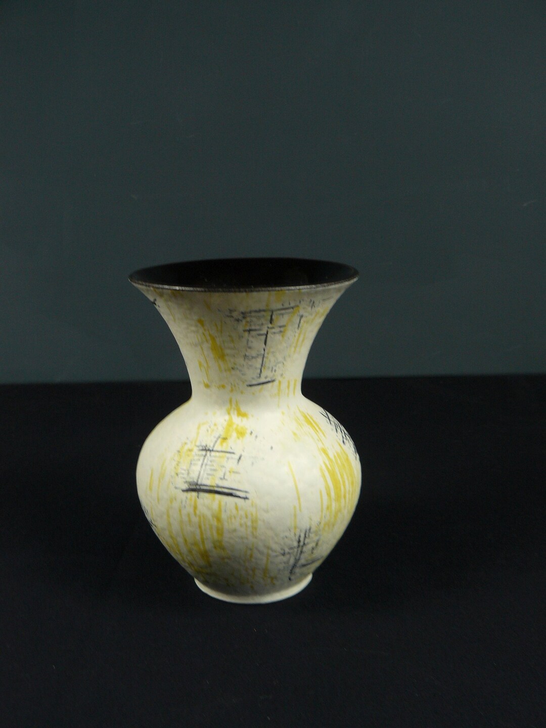 Midcentury German Ceramic Vase Yellow Black 50s Table Vase - Etsy