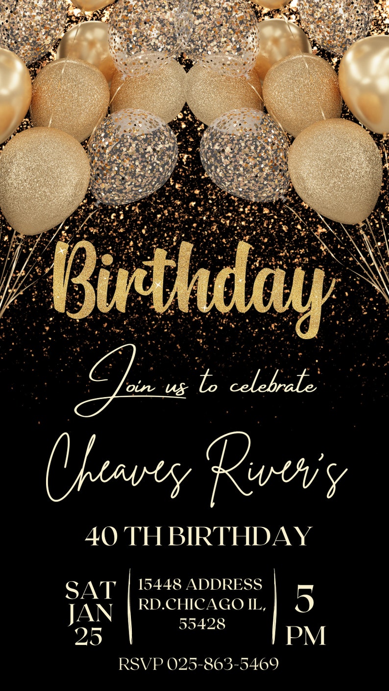 Birthday Party Invitation Animated Video Template Electronic - Etsy