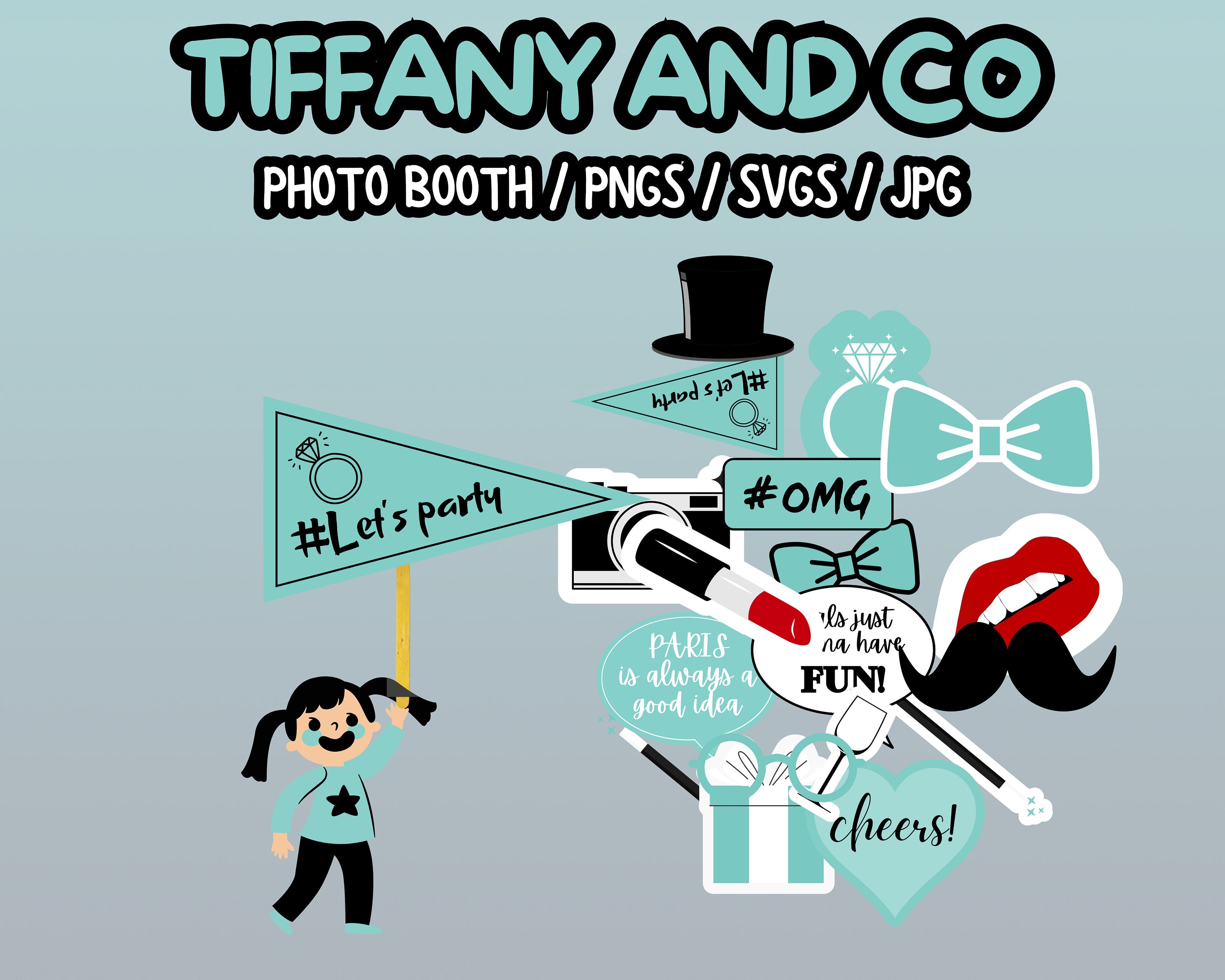 Photo Booth Printable Props Tiffany and Co Birthday Party - Etsy