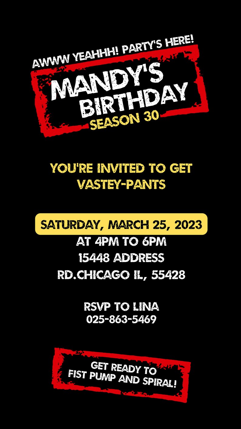 Jersey Shore Themed Printable Birthday Invitation Template Etsy