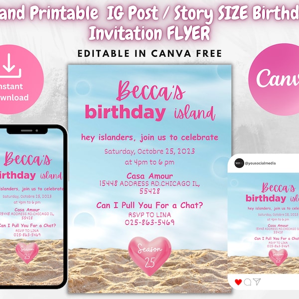 Island Themed Birthday Party Invitation - Etsy