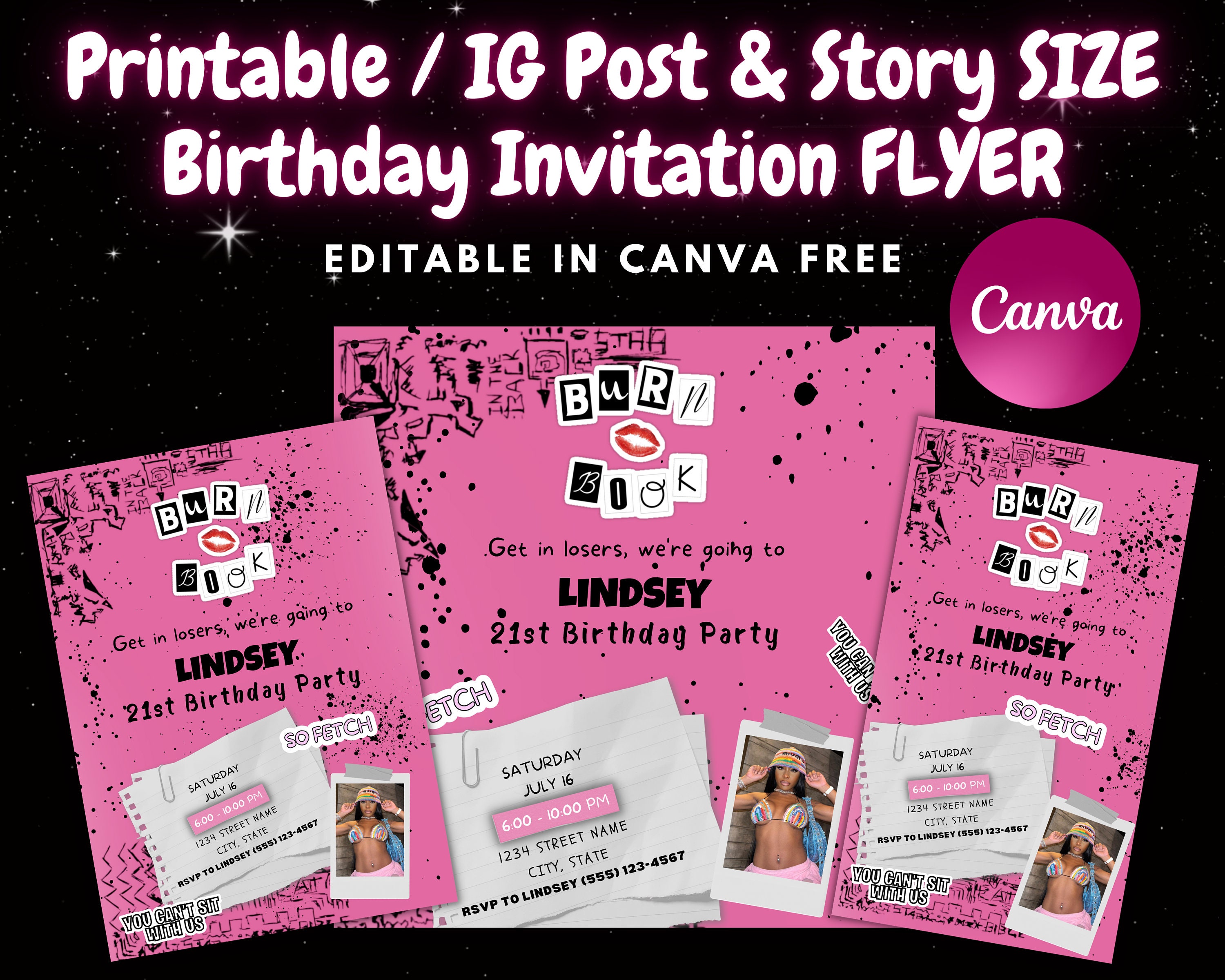 Mean Girls Inspired Printable Birthday Invitation Template Etsy