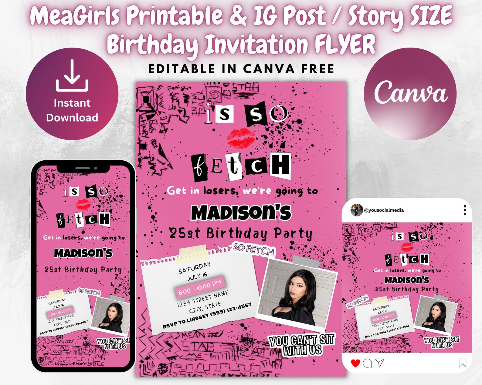 Mean Girls Inspired Printable Birthday Invitation Template - Etsy
