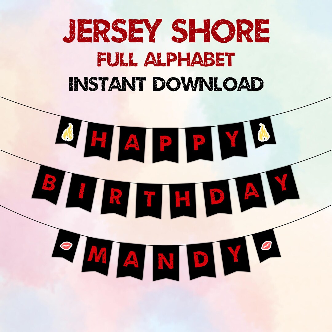 Jersey Shore Printable Banner Jersey Shore Birthday Party Jersey Shore ...