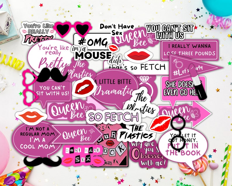 Mean Girls Photo Booth Printable Props Mean Girls Birthday Party Mean Girls Stickers Mean Girls