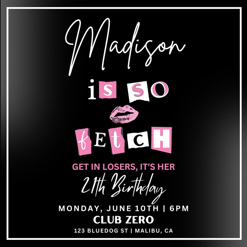 Mean Girls Inspired Printable Birthday Invitation Flyer Etsy