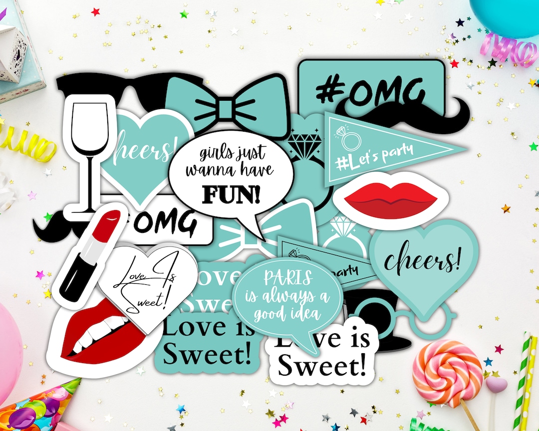 Tiffany and Co Photo Booth Printable Props Tiffany Birthday Party Decor ...