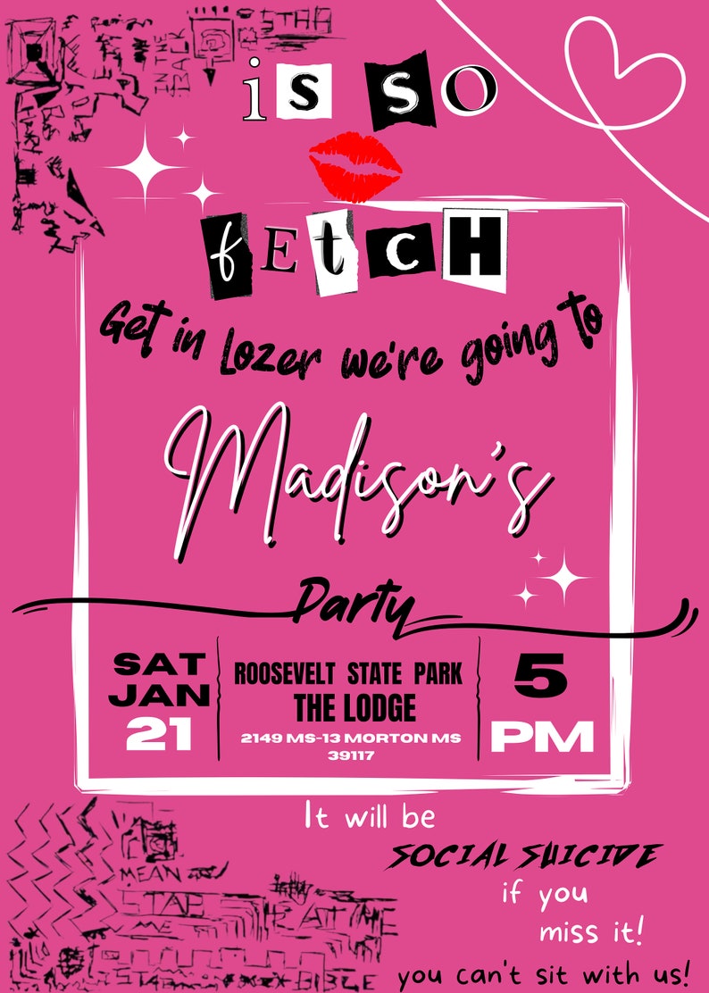 Mean Girls Inspired Printable Birthday Invitation Flyer - Etsy