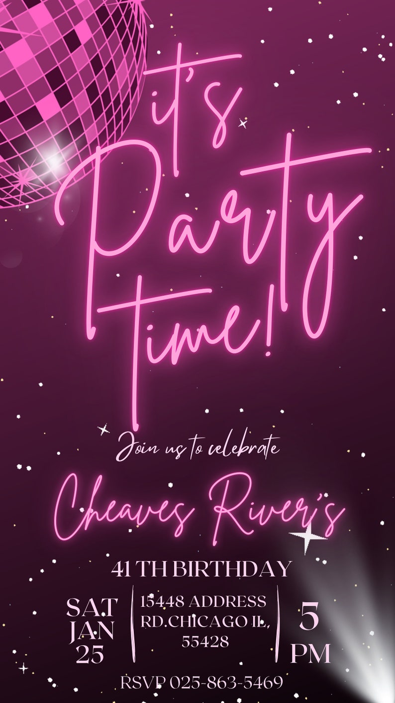 It's Party Time Template Birthday Invitation Animated - Etsy