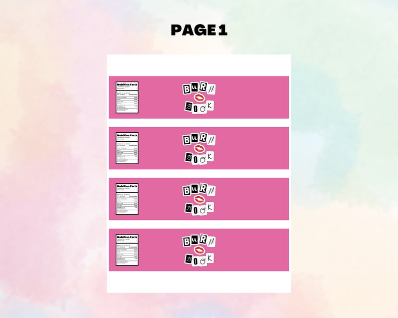 Mean Girls Inspired Water Bottle Labels Party Printable Mean Etsy