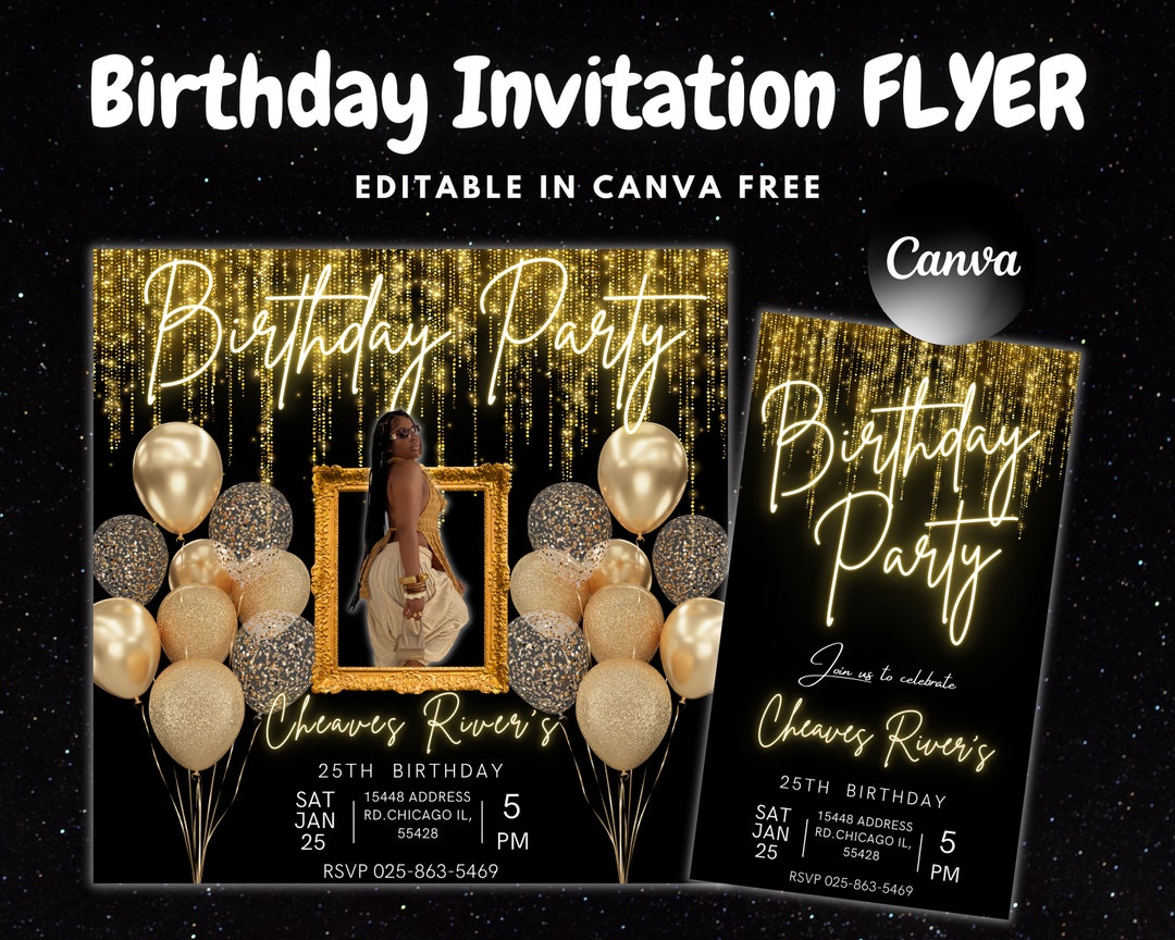Birthday Invitation Flyer Template Baddie Birthday Invitation Birthday ...