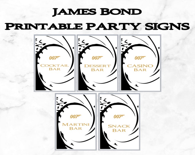 007 Party Theme Sign Casino Royale Welcome Poster James Bond Birthday ...