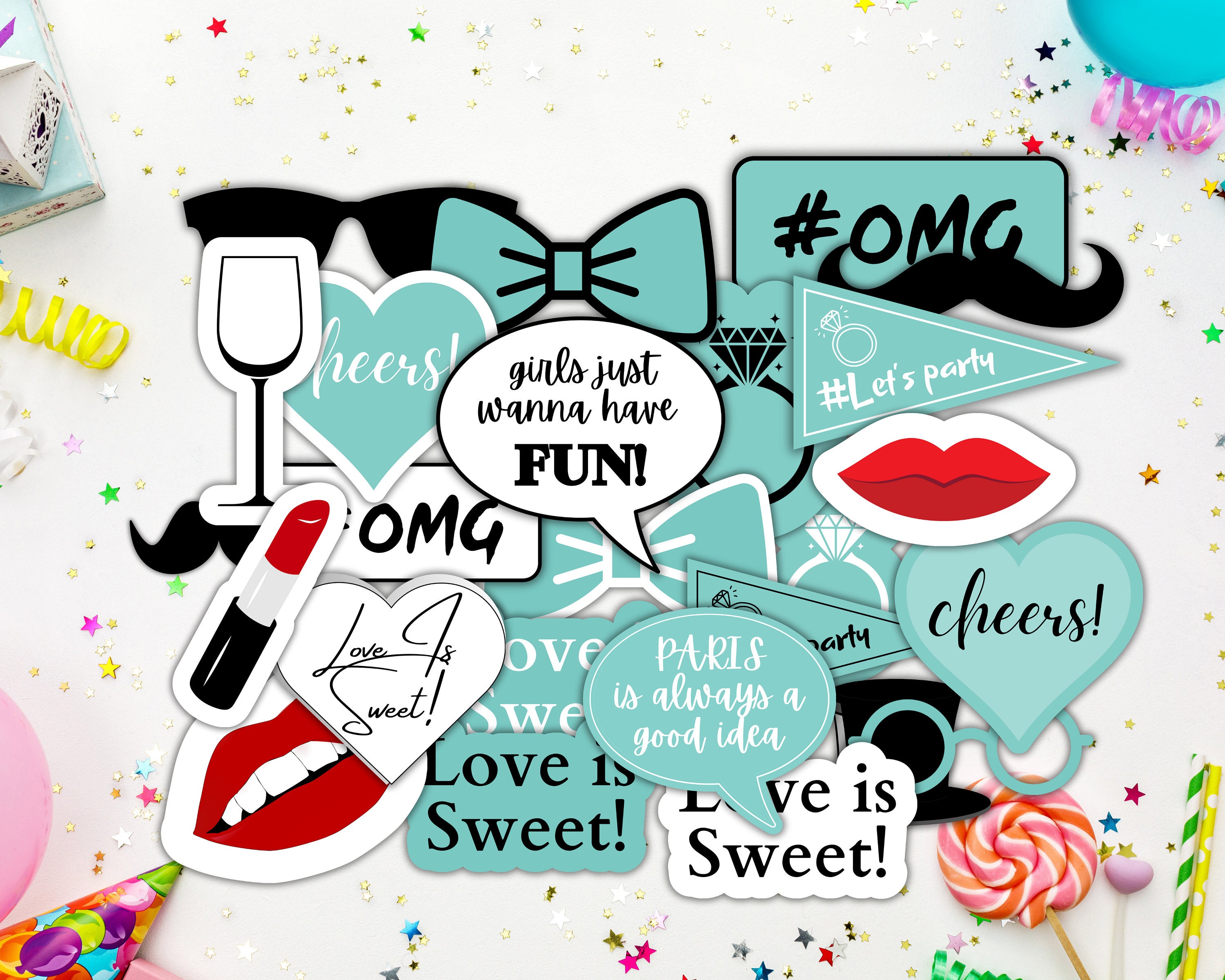 Tiffany and Co Photo Booth Printable Props Tiffany Birthday - Etsy