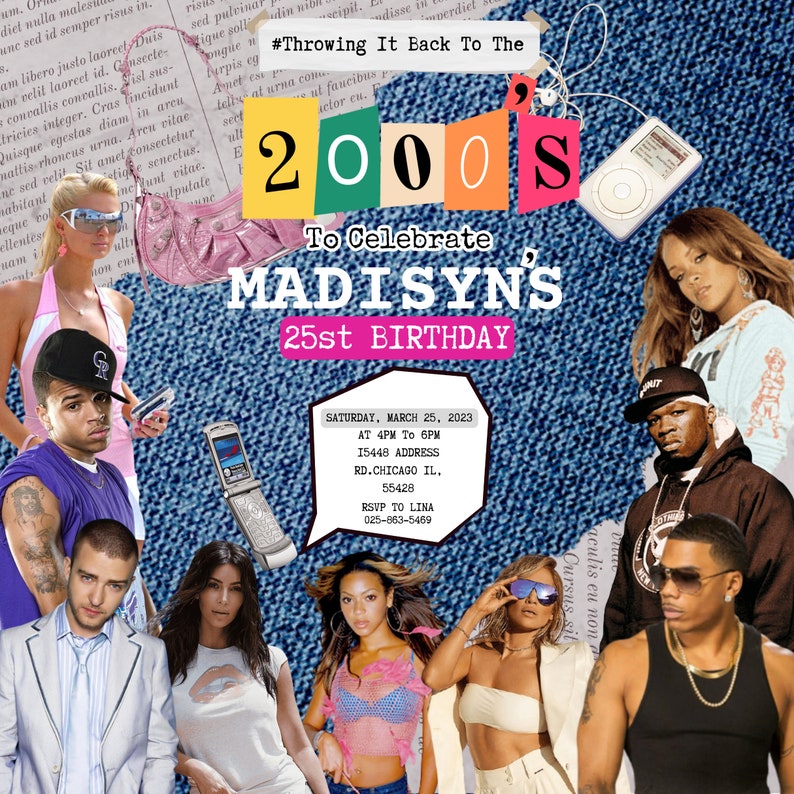 Early 2000s Themed Printable Birthday Invitation Template - Etsy