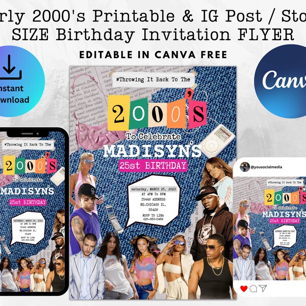 2000s flyer template - Etsy España