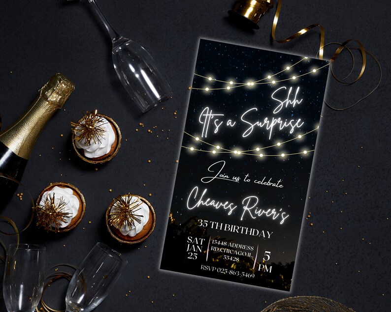 Shh It's a Surprise Birthday Birthday Invitation - Etsy