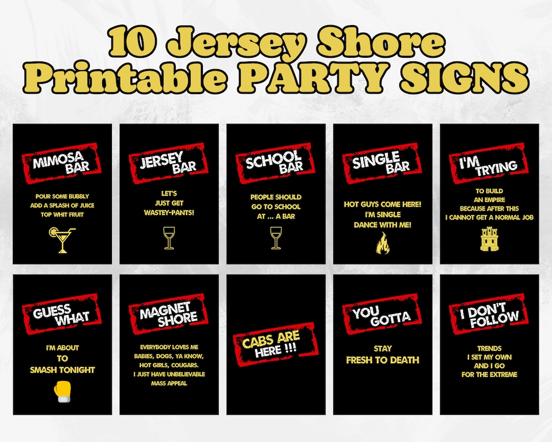 Jersey Shore Party Posters X 10 Jersey Shore Printable Party Etsy