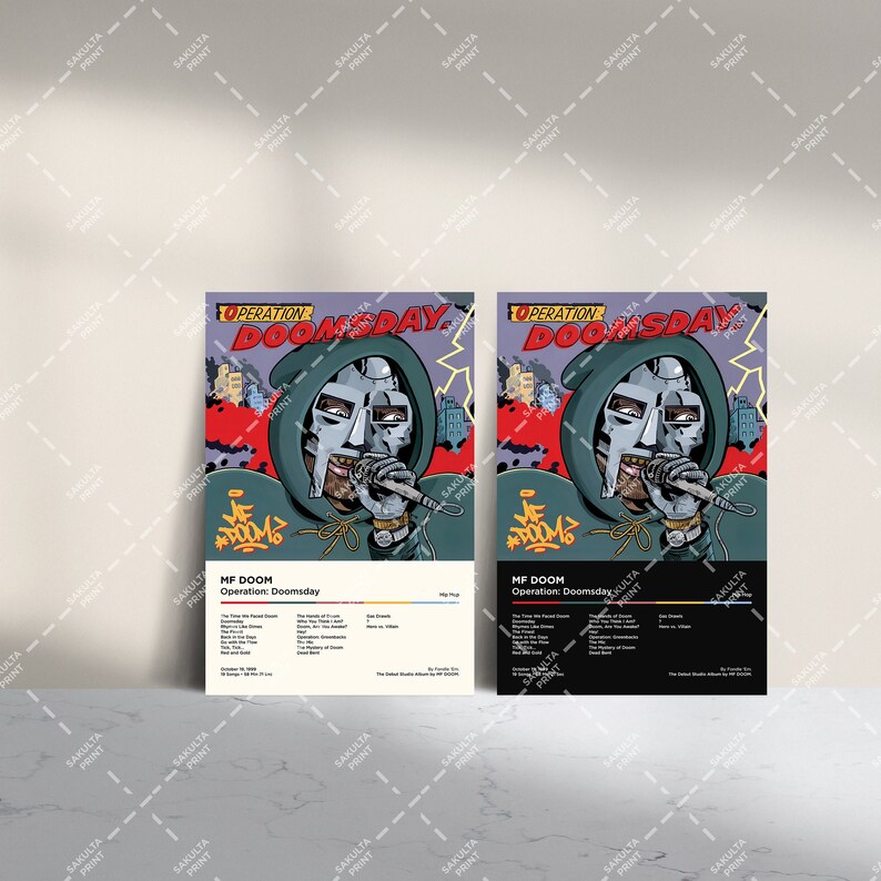MF Doom 3 Set Album Poster / MF Doom Posters / Album Cover Poster ...