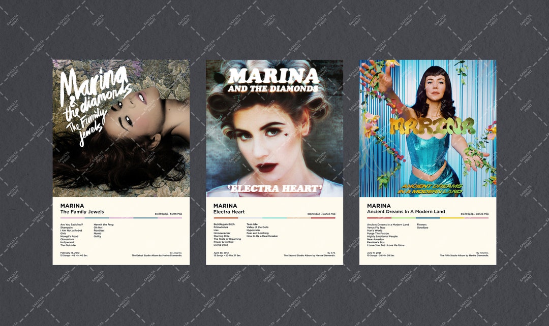 Marina 3 Set Album Poster / Marina Posters / Album Cover Poster / Music ...