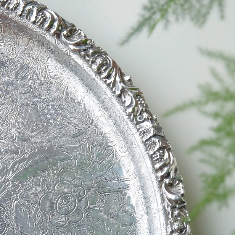 Silver Plated on Copper Round Tray With Moulding Details to the Rim and ...