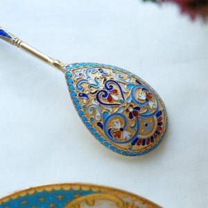 A Stunning Russian Silver Gilt Cloisonne Enamel Spoon, by the Famous ...