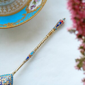 A Stunning Russian Silver Gilt Cloisonne Enamel Spoon, by the Famous ...