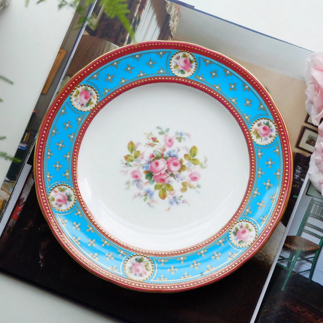 Minton Porcelain Sevres Style Hand Painted Roses Dessert Plate, With ...