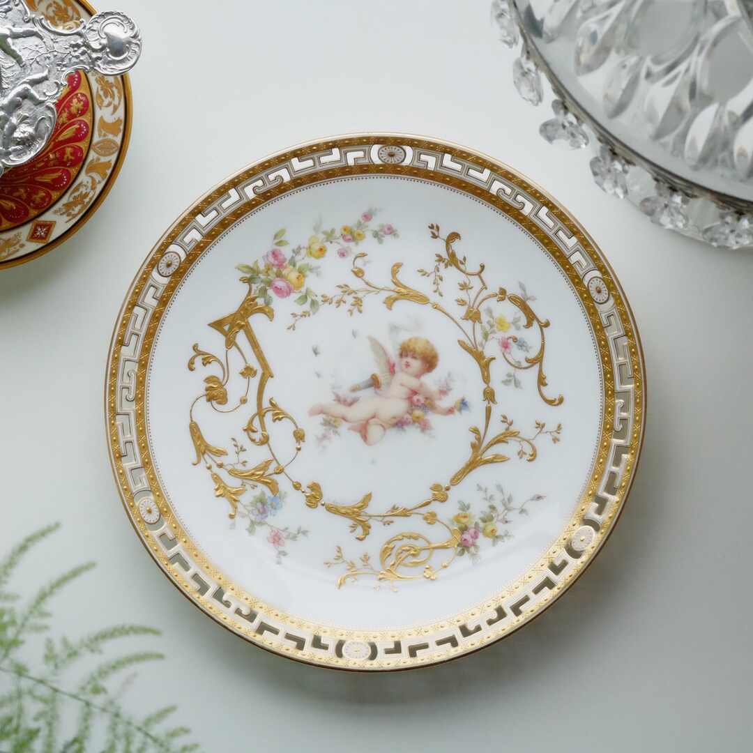 Very Unusual and Stunning Minton Porcelain Reticulated Greek Key Rim ...