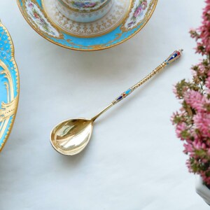 A Stunning Russian Silver Gilt Cloisonne Enamel Spoon, by the Famous ...