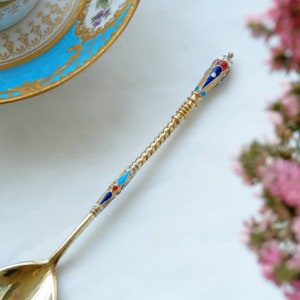 A Stunning Russian Silver Gilt Cloisonne Enamel Spoon, by the Famous ...