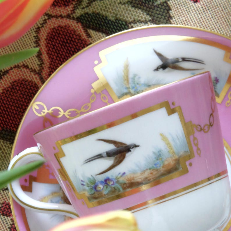 Stunning Minton Porcelain Aesthetic Movement Pink Border Hand Painted ...