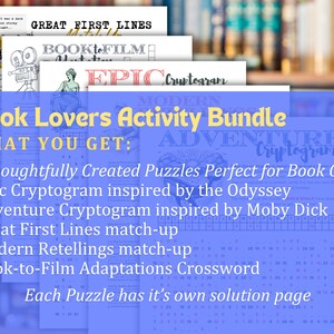 Book Lovers Activity Bundle - Great for Book Clubs - Includes 2 ...