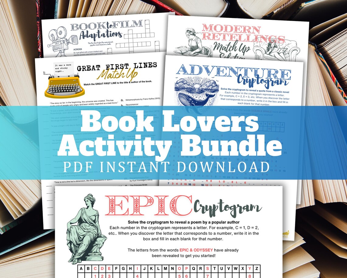 Book Lovers Activity Bundle - Great for Book Clubs - Includes 2 ...