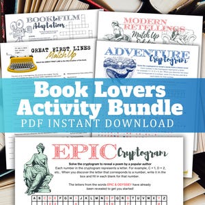 Book Lovers Activity Bundle - Great for Book Clubs - Includes 2 ...