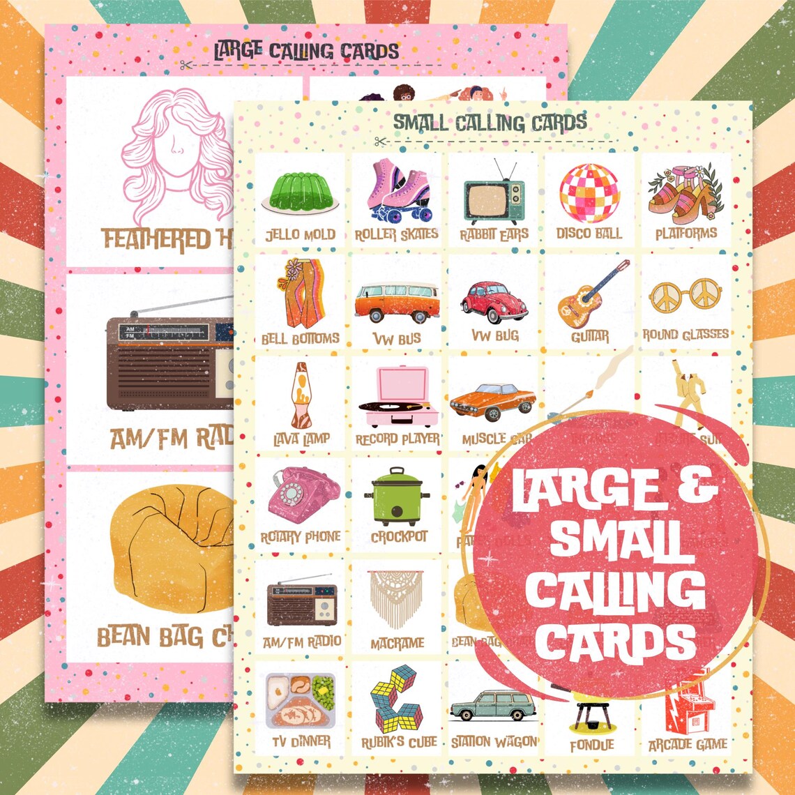 1970s Retro Bingo Printable Game | 50 Nostalgic Cards for Party Fun ...