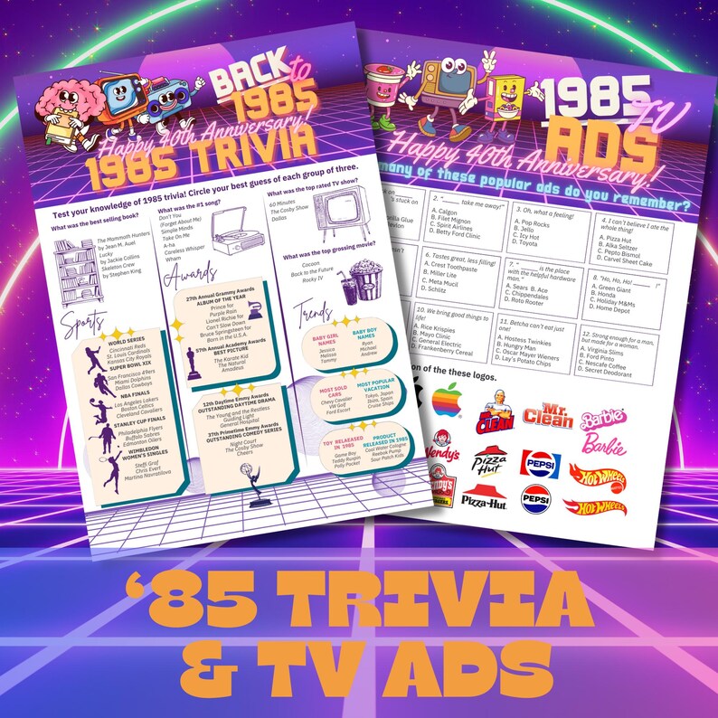 40th Anniversary Games Bundle | Married in 1985 | Retro 1980's Themed ...