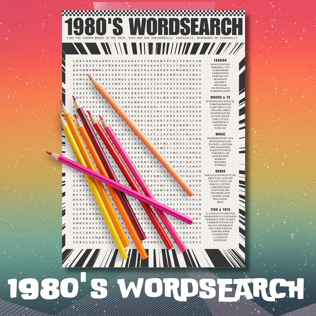1980s Word Search Game for Adults + Teens | Download & Print Instantly ...