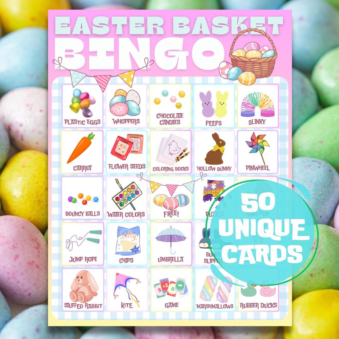 50 Easter Basket Bingo Cards | Spring Toys & Candy Themed | Kids ...
