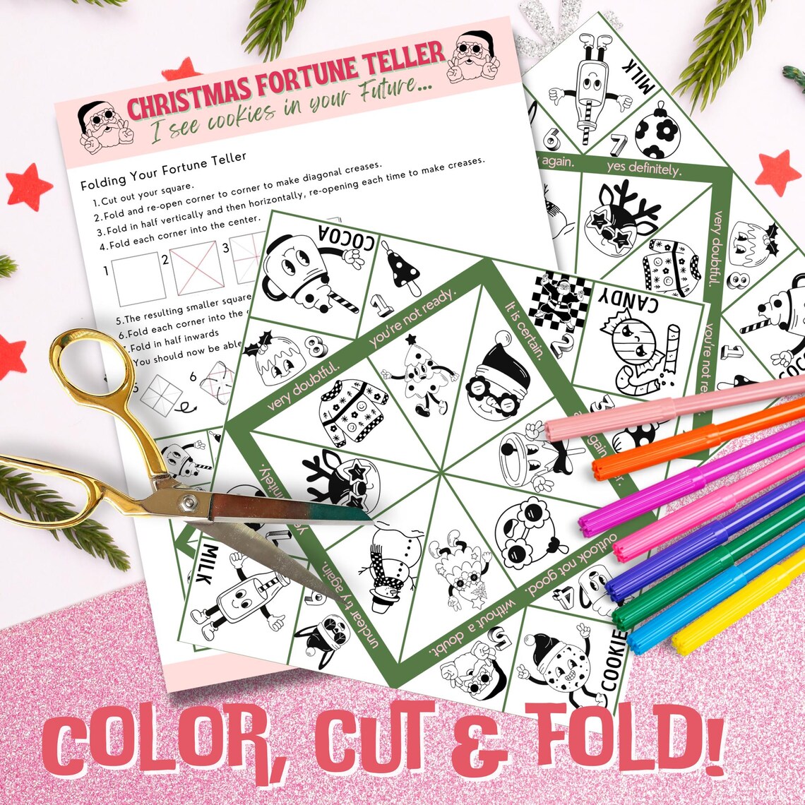 Christmas Fortune Teller Party Activity | Game for Teens, Tweens ...