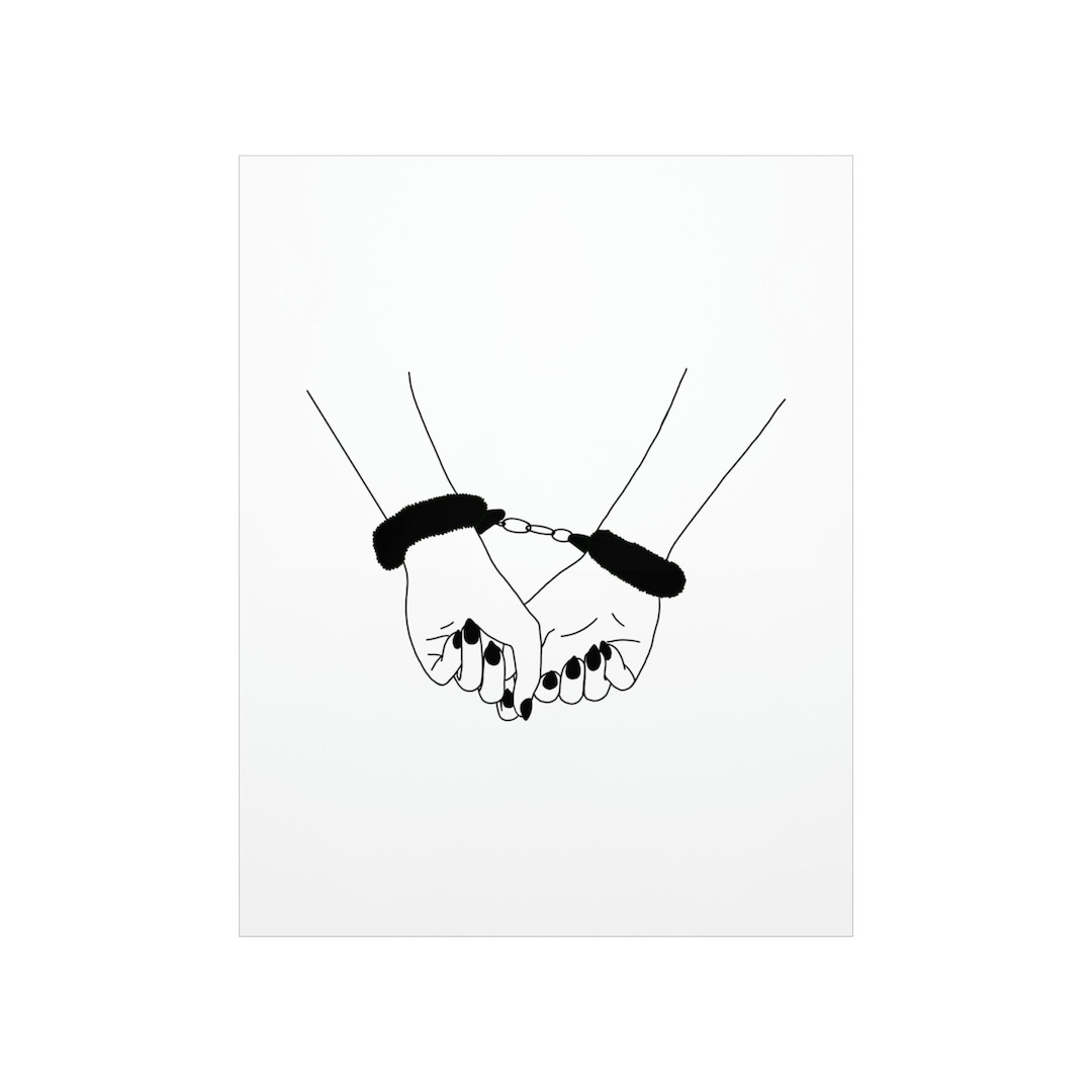 Cuffed Bondage Woman Sexy Fuzzy Cuffs Line Art Matte Print 11x 14 - Etsy