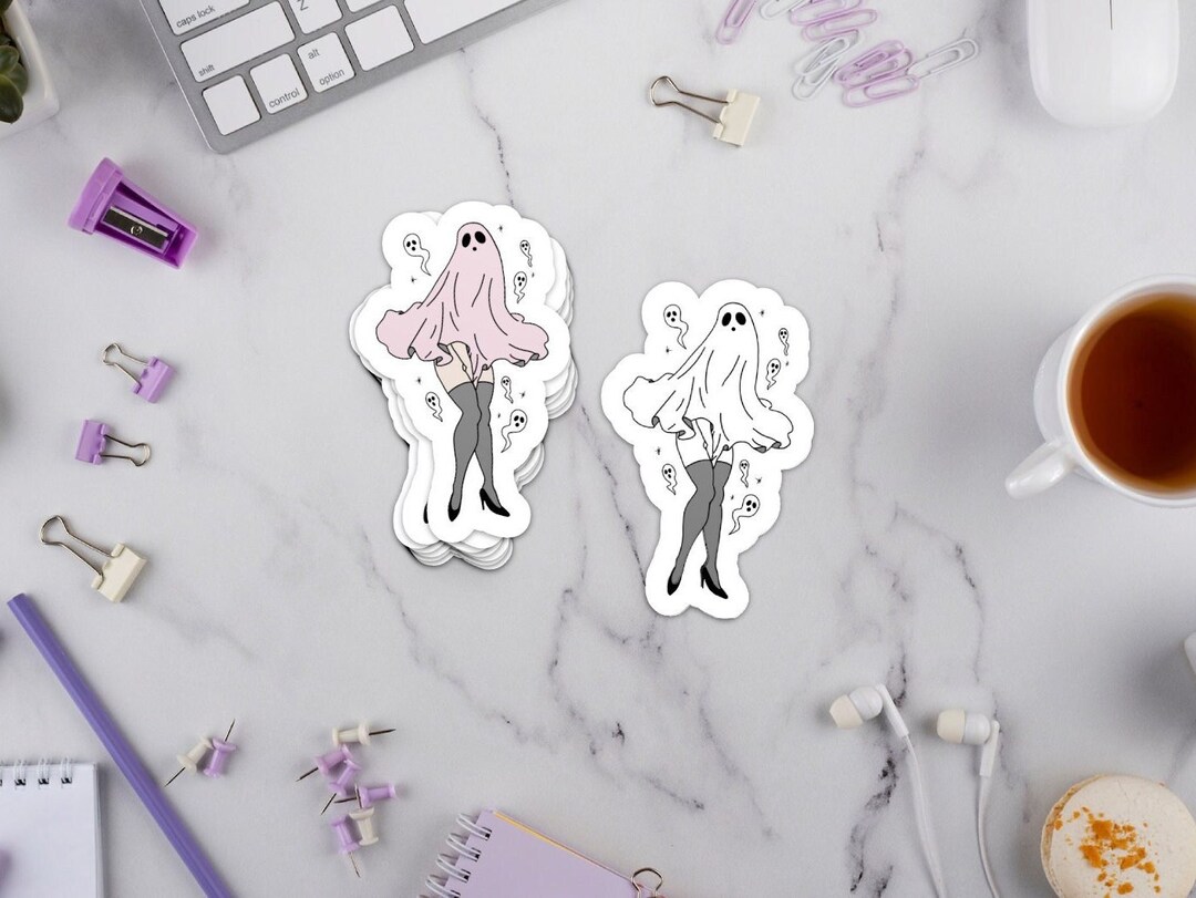 Spooky Pinup Ghost Girl Multiple Style Options Sticker- Vinyl Die Cut ...